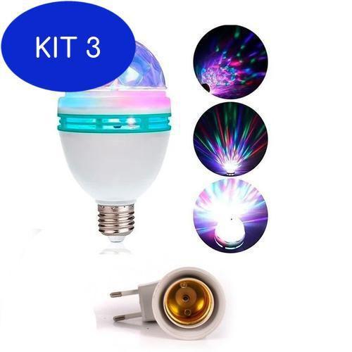 Kit 3 Lampada Led Para Festa Luz Colorida Giratoria Bivolt - Novo ...