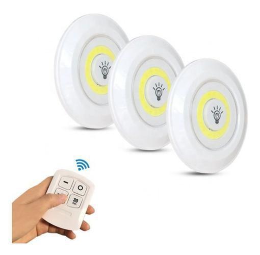 Kit 3 Lampada Luminaria Led Spot Sem Fio Controle Remoto Smd - Led ...