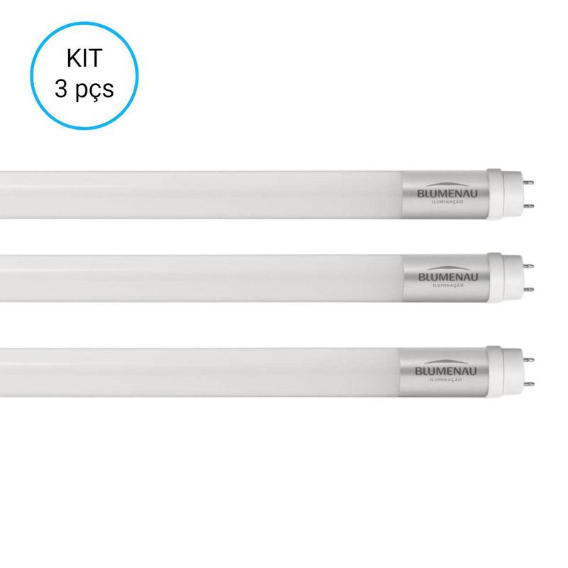 KIT 3 LAMPADA TUBULAR LED TUBE T8 18W = 36/40W 1850lm 6500K - BLUMENAU - Lâmpada Tubular ...