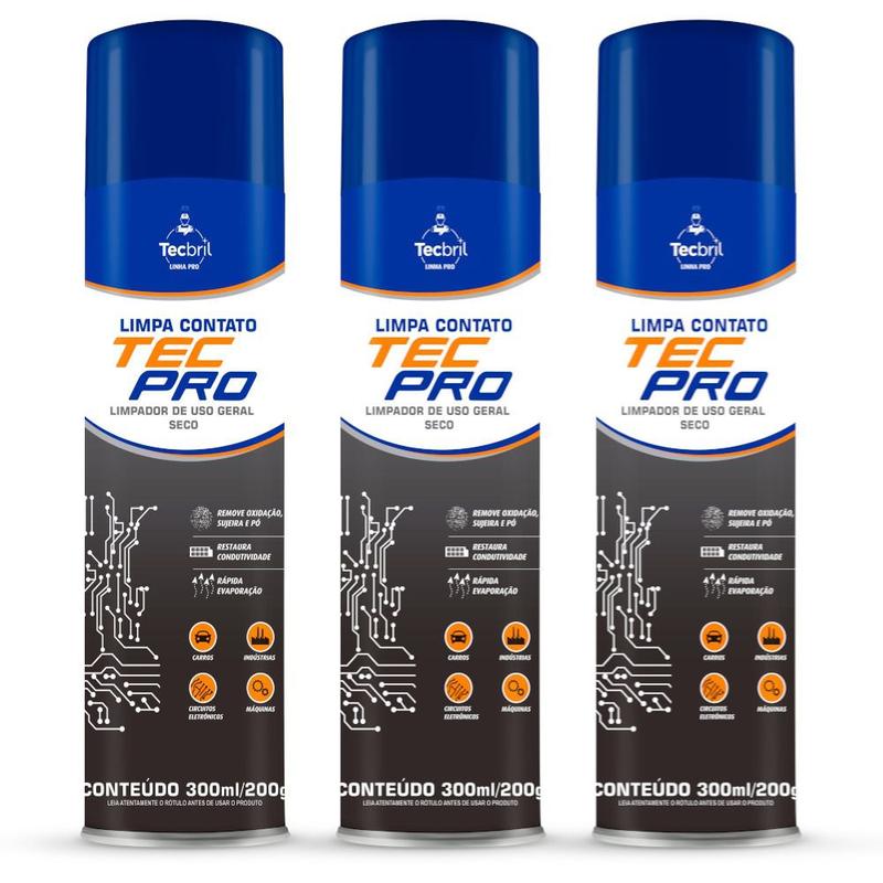 Kit 3 Limpa contato elétrico spray 300 ml Tec Pro - Tecbril - Tecbril ...