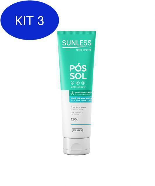 Kit 3 Loção Pós Sol Com Camomila E Babosa Sunless 120G Farmax - Pós Sol ...
