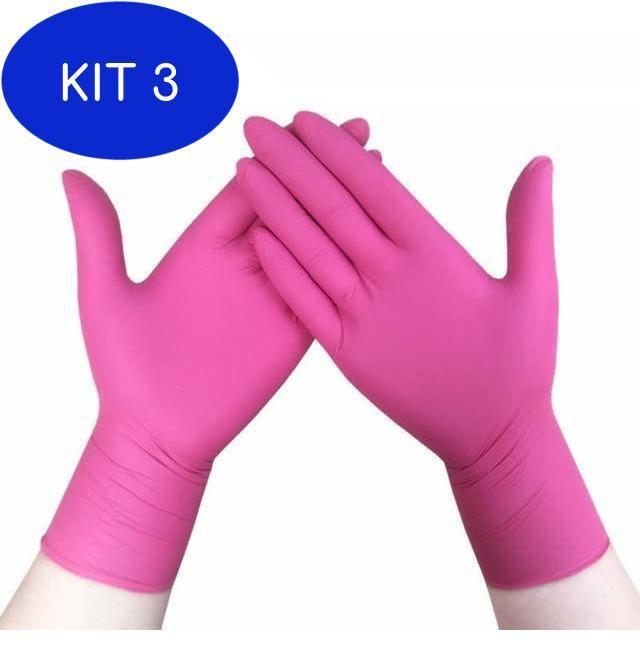 Kit 3 Luva Rosa Procedimento Não Cirúrgico Premium Látex Cx100 P ...