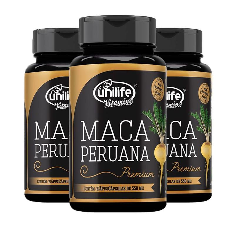 Kit 3 Maca Peruana Premium - 120 Cápsulas - Unilife - Maca Peruana ...