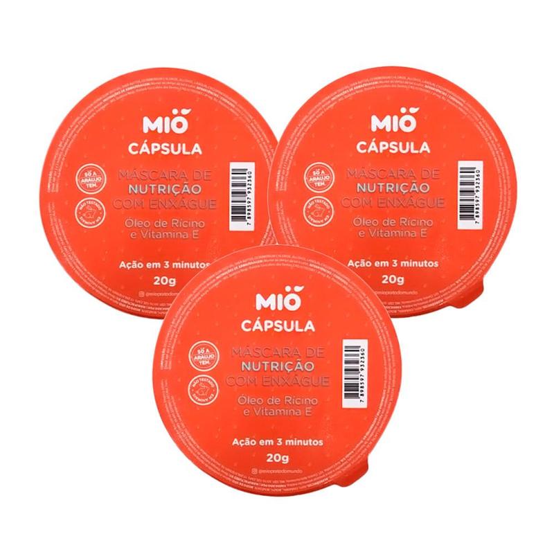 Kit 3 Máscara de Nutrição Capilar Mió Óleo de Rícino e Vitamina E ...