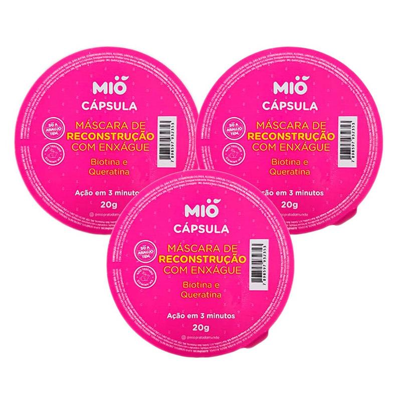 Kit 3 Máscara de Reconstrução Capilar Mió Biotina e Queratina Cápsula ...