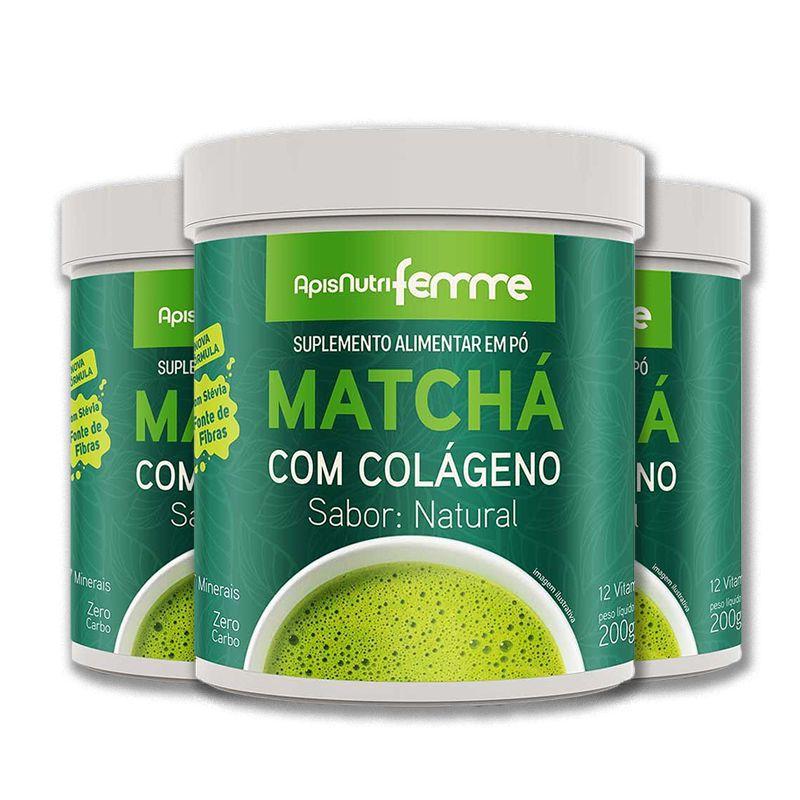 Kit 3 Matchá Solúvel Apisnutri Sabor Natural 200g - Chá Verde ...