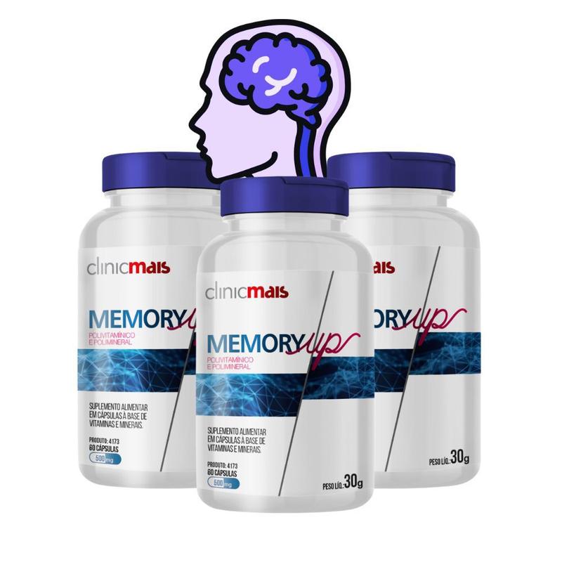 Kit 3 Memory Up Suplemento para Memória 60 Cápsulas - ClinicMais - Ômega 3 / Óleo de Peixe ...