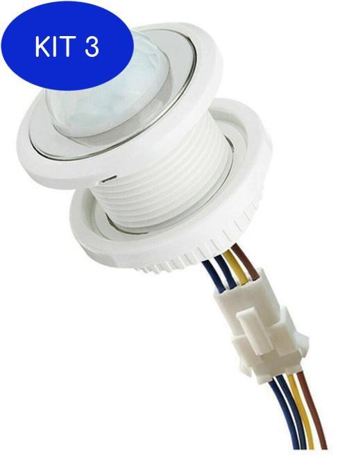 Kit 3 Mini Sensor De Presença De Embutir Para Teto Ou Moveis ...