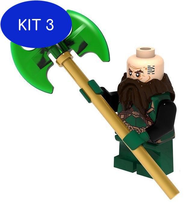 Kit 3 Minifigures Dwalin The Dwarf Filme Senhor Dos Anéis - Mega Block ...