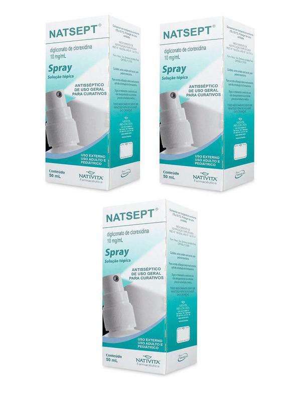 Kit 3 Natsept Spray Com 50ml Antisseptico Curativo Machucado - Nativita ...