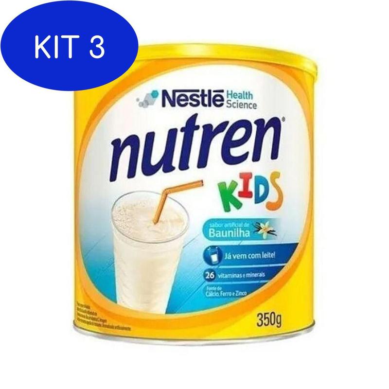 Kit 3 Nutren Kids Sabor Baunilha Lata 350G Complemento - Nestle ...