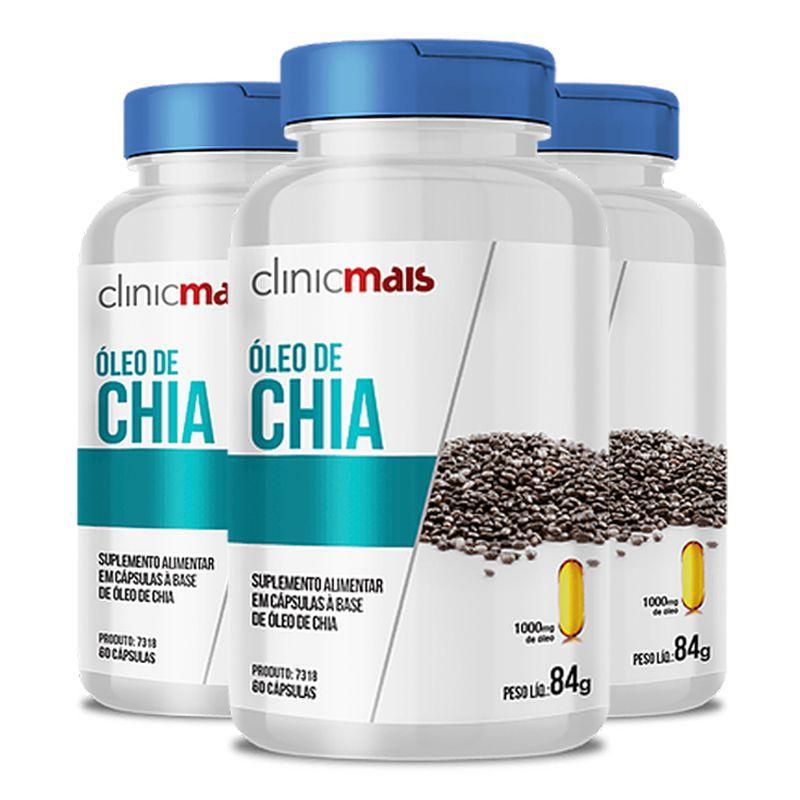 Kit 3 Óleo de chia 1000mg Clinic Mais 60 cápsulas - Chia - Magazine Luiza
