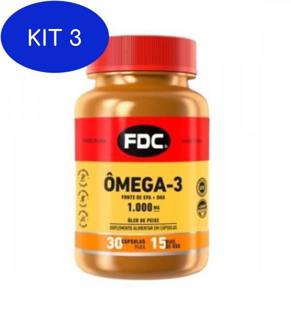 Kit 3 Ômega-3 1000Mg Fdc Com 30 Cápsulas - Ômega 3 / Óleo de Peixe ...