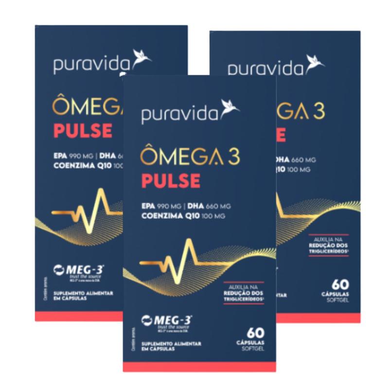 Kit 3 Ômega 3 Pulse Alta Concentração Epa Dha Coenzima Q10 Puravida 2 ...