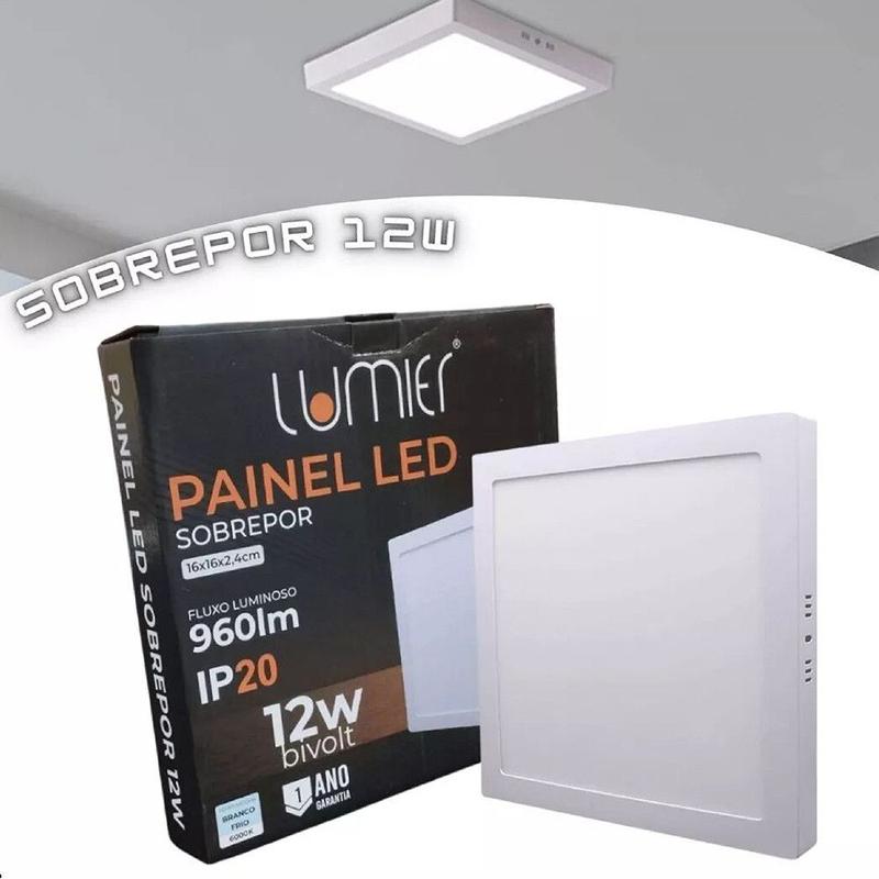 Kit 3 Painéis Sobrepor Quadrado 18x18 Led Integrado 12w Bivolt Ip20 ...