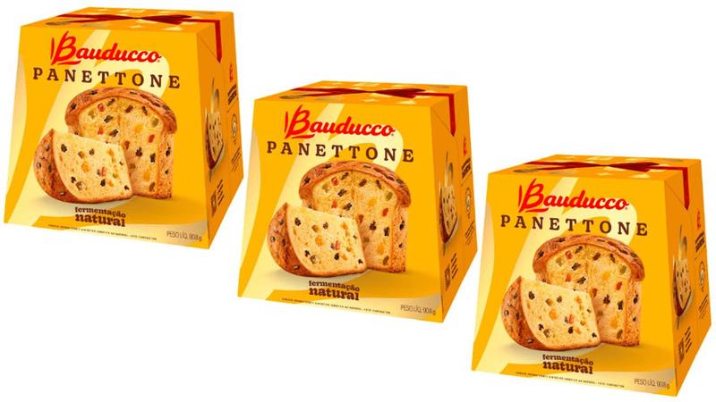Kit 3 Panettone Bauducco 400g Panettone Tradicional Frutas 400 gramas ...
