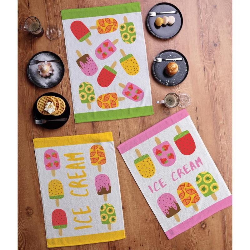Kit 3 Panos de Copa Felpudos Ice Cream Fiori Teka - Pano de Copa ...