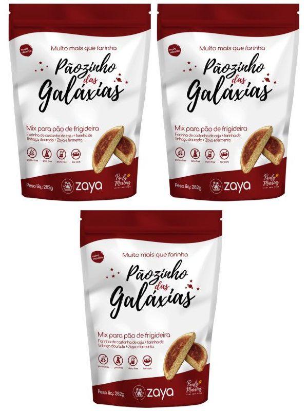 KIT - 3 Pãozinho das Galáxias Zaya Viver Sem Trigo Low Carb Zero Gluten pão das galáxias ...