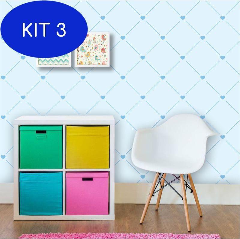 Kit 3 Papel de Parede Infantil Losango Azul - Inove Papeis De Parede ...