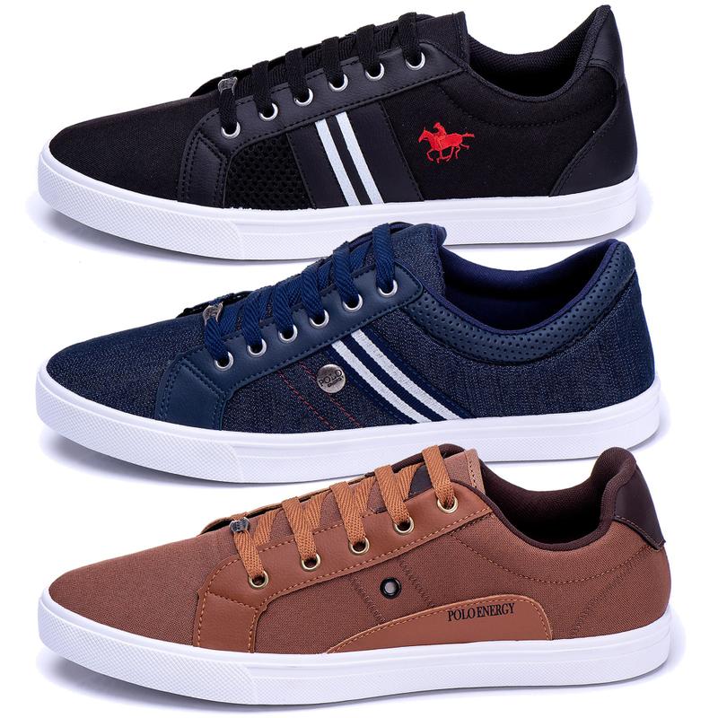 Kit 3 Pares Tênis Sapato Polo Energy Sapatenis Masculino - Sapatênis ...