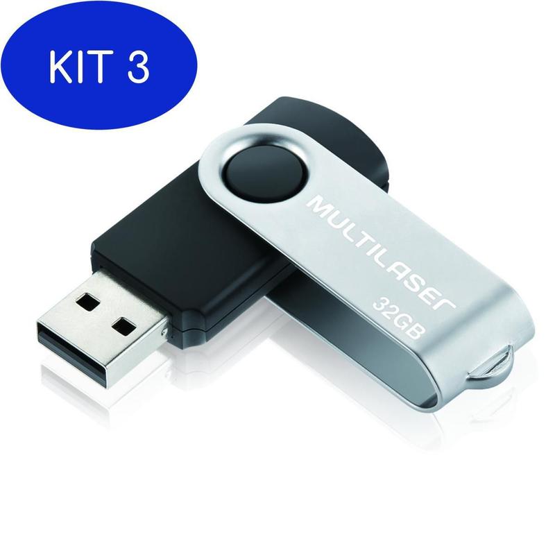 Kit 3 Pen Drive Multilaser Twist Armazenamento 32Gb Pd589 - Pen Drive ...