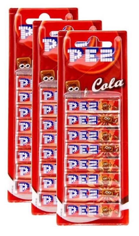 Kit 3 Pez Pastilhas 1 Cartela Refil 8 Sabor Cola 68G - Pastilha Drops ...