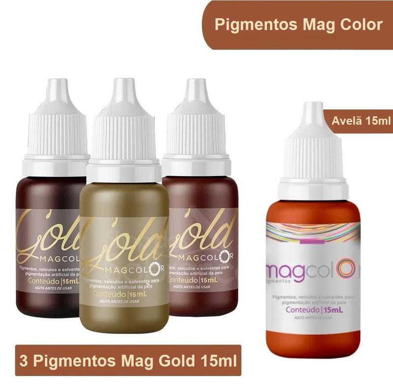 Kit 3 Pigmentos Mag Color Gold 15ml Castanho + 1 Avelã 15ml - Mag ...