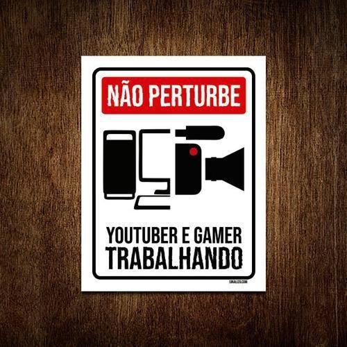 Kit 3 Placas Decorativa Youtuber Gamer Trabalhando Pc - Sinalizo.Com - Placa Decorativa ...