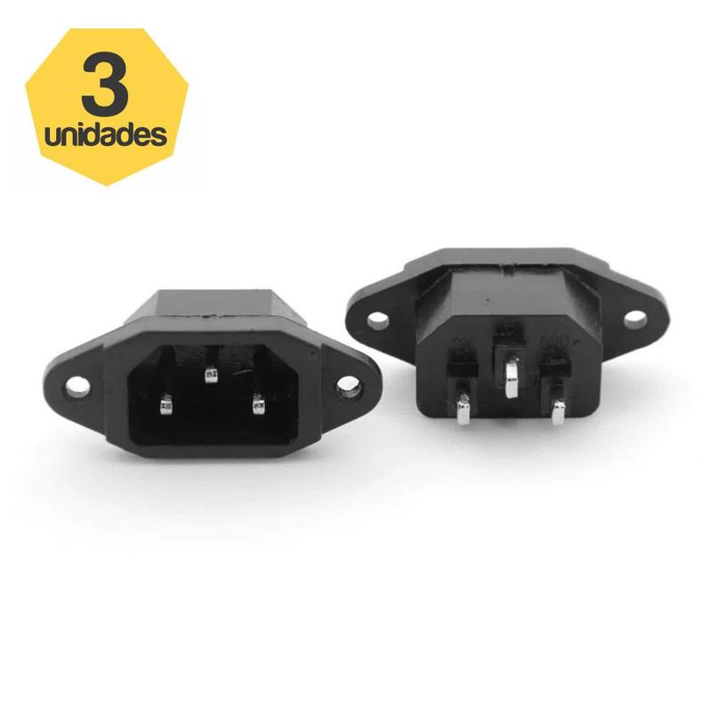 Kit 3 Plug AC Tripolar C14 Macho 10A Painel - Bear Cabos - Plug Macho ...