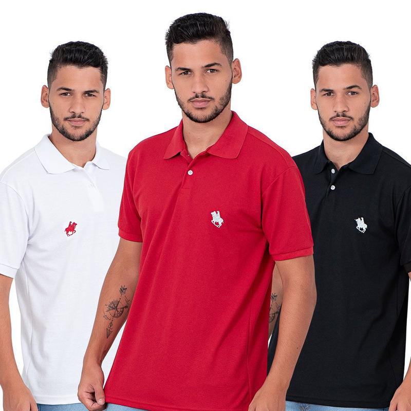 Kit 3 Polos Masculinas Pique Lisa - Twig - Camisas Pólo Masculinas ...