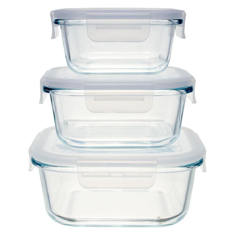 Kit 3 potes herméticos de vidro quadrado - Belakasa - Pote - Magazine Luiza