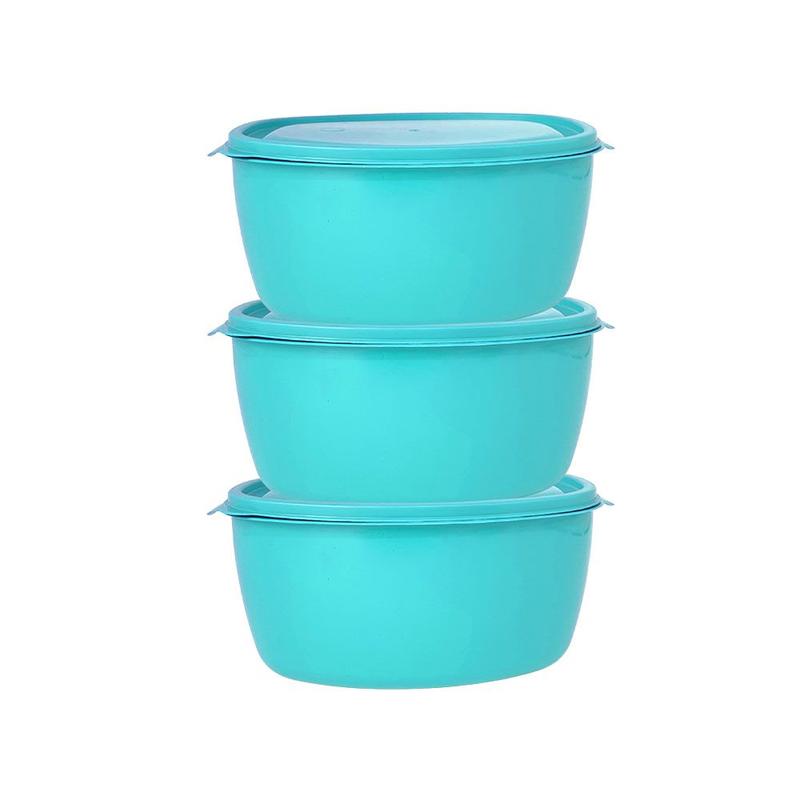 Kit 3 Potes Oval Azul Tiffany de Plástico com Tampa e Alça 1 Litro cada ...