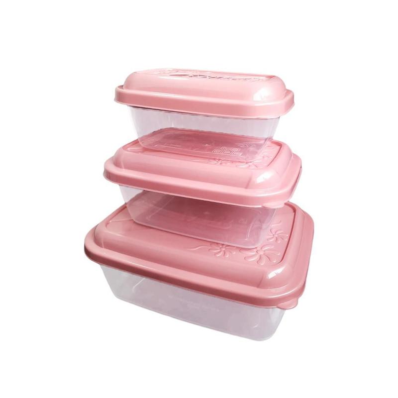 Kit 3 Potes Plástico Vasilhas Retangular c/ Tampa Coloridas - MB ...