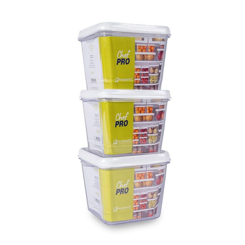 Kit 3 Potes Quadrados Chef Pro Paramount 610 ml - Pote - Magazine Luiza
