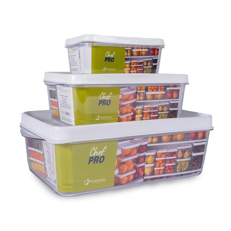 Kit 3 Potes Retangulares Chef Pro Paramount 52516003380 ml - Pote ...
