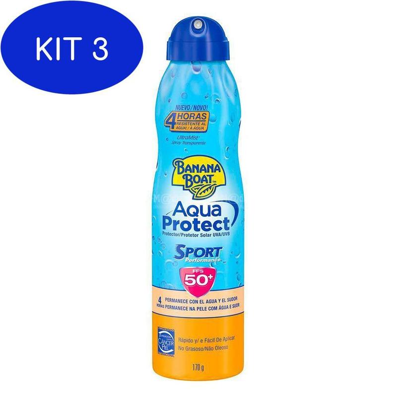 Kit 3 Protetor Solar Banana Boat Aqua Protect Sport Spray - Protetor ...