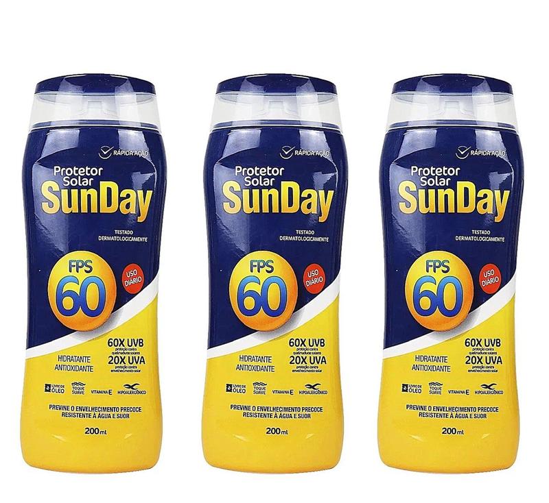 Kit 3 Protetor Solar Sunday Fps 60 200 Ml - Nutriex - Protetor Solar ...