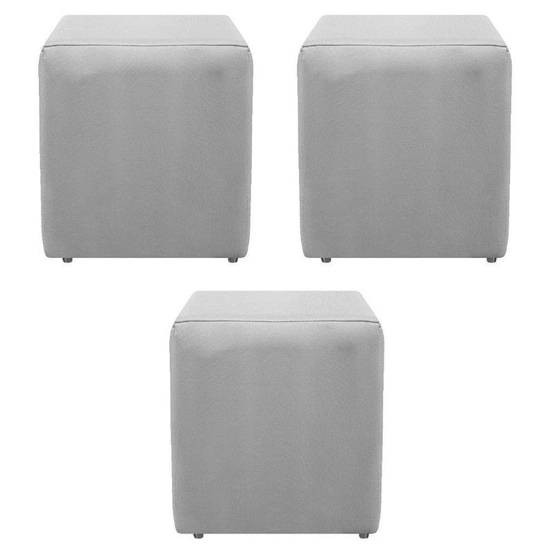 Kit 3 Puffs Decorativos Dado Suede Cinza - FS MÓVEIS - STS MÓVEIS ...