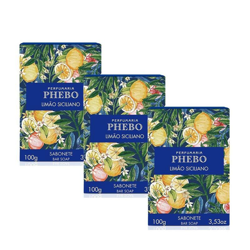 Kit 3 Sabonete em Barra Phebo Limão Siciliano Bar Soap 100g - Sabonete ...