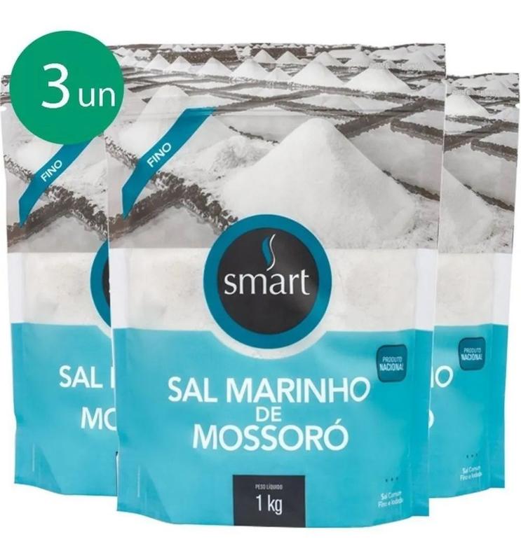 kit 3 Sal Marinho De Mossoró Fino Tempero 1kg Da Smart - Sal - Magazine ...