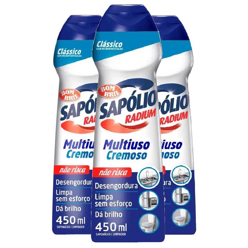 Kit 3 Sapolio Radium Cremoso Clássico Grande 450ml Cada - Bombril ...