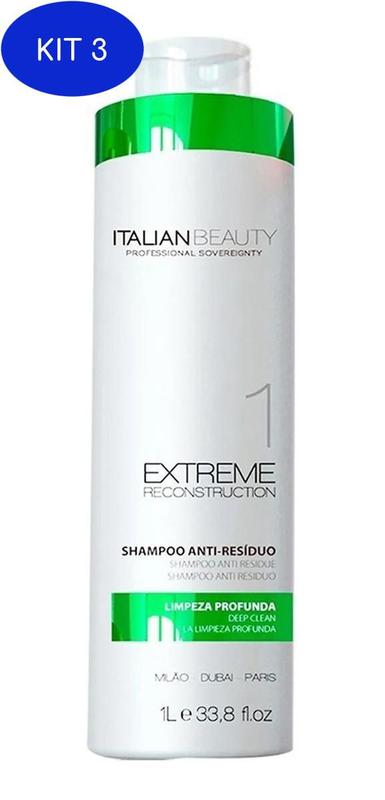 Kit 3 Shampoo Antiresíduos Limpeza Profunda Profissional - Italian ...