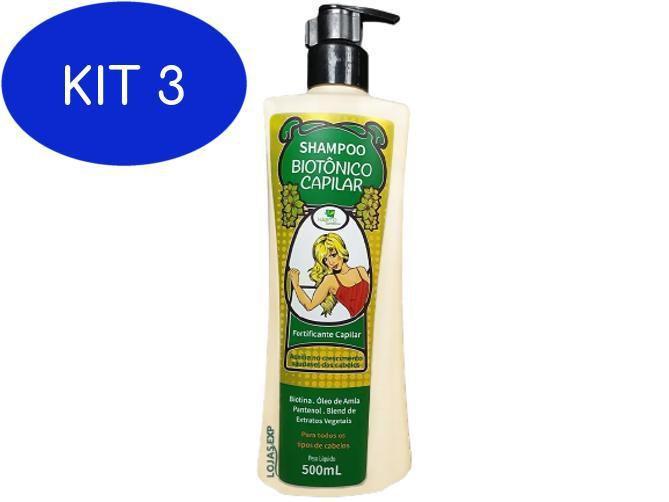 Kit 3 Shampoo Biotônico Capilar Hábito Cosméticos -500 Ml - Shampoo ...