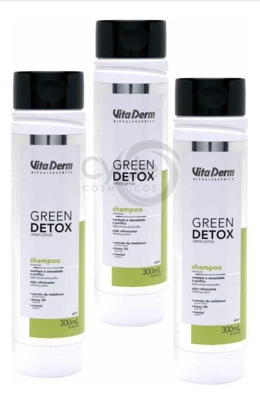 Kit 3 Shampoos Green Detox Vita Derm Controle De Oleosidade - Shampoo ...