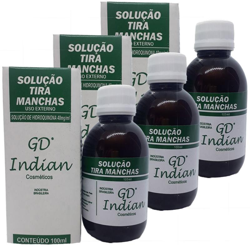 Kit 3 Solução Tira Manchas Escuras Da Pele Gd Indian 100ml - Tira ...