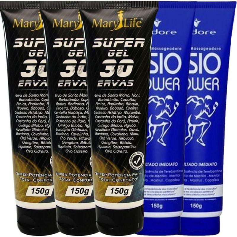 Kit 3 Super Gel 30 Ervas 150G + 2 Pomada Fisio Power 150G - Bio Instinto - Pomadas - Magazine Luiza