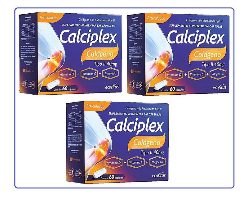 Kit 3 Suplemento Colageno Calciplex C/60Caps - Ecofitus - Colágeno ...