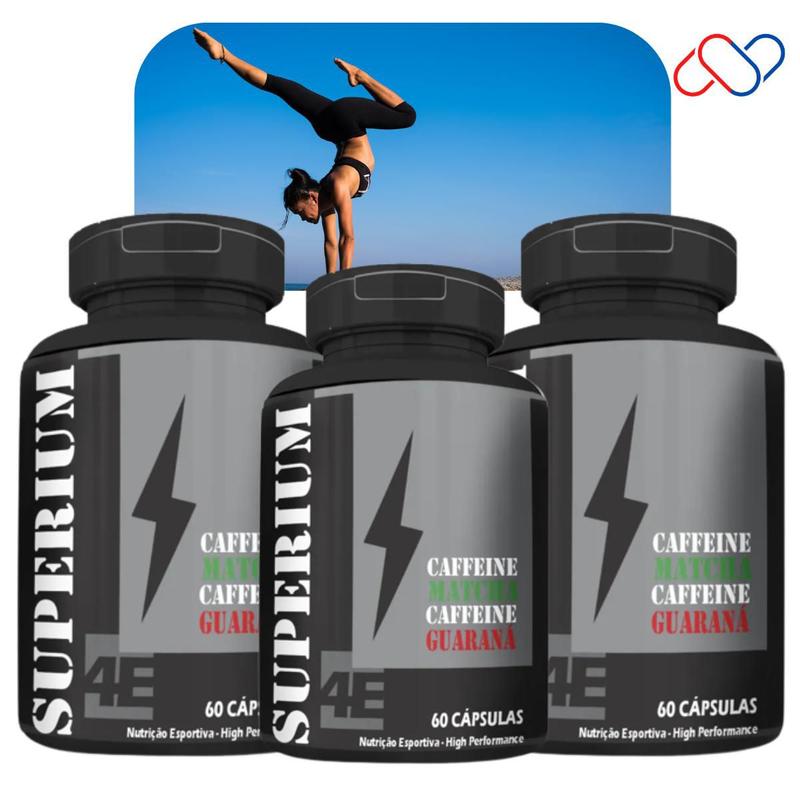 Kit 3 Suplemento Superium (Matcha+Guarana) 600mg 180 Cápsulas ...