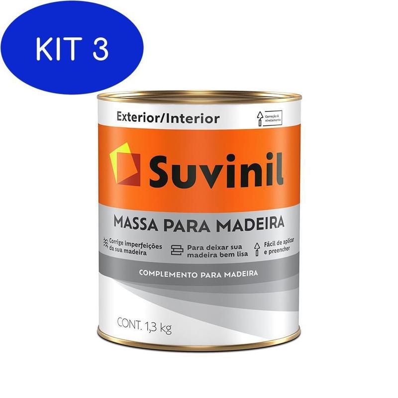 Kit 3 Suvinil Massa Para Madeira 0,9 Litros - Tinta para Parede ...