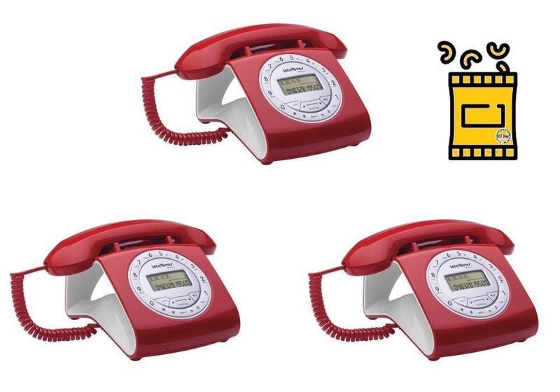 Kit 3 Telefone Fixo com fio Bina TC 8312 Intelbras vermelho - Ramais ...